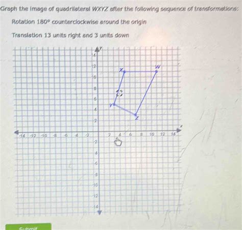 Solved Graph The Image Of Quadrilateral Wxyz After The Following Sequence Of Transformations