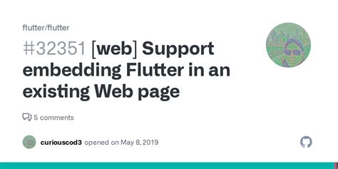 Web Support Embedding Flutter In An Existing Web Page · Issue 32351