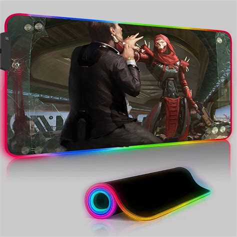 LED 마우스 패드 RGB ApexLegends 마우스 패드 게이머 컴퓨터 책상 게임용 고무 PC 액세서리 매트 키보드 노트북 게임용 마우스 매트 Xxl 기가팩토리