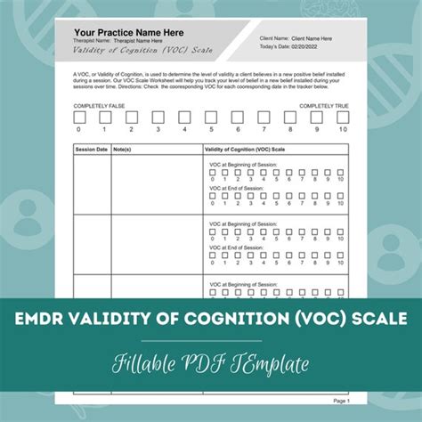 Emdr Validity Of Cognition Voc Scale Editable Fillable Etsy