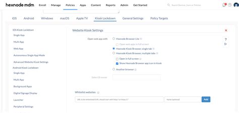 how to set up a website kiosk for android devices hexnode help center