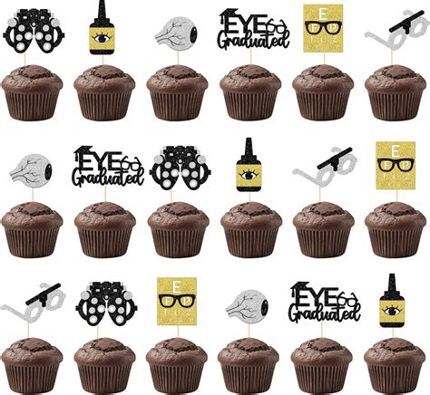 Firefairy Optometry Graduation Cupcake Toppers Eye Doctor