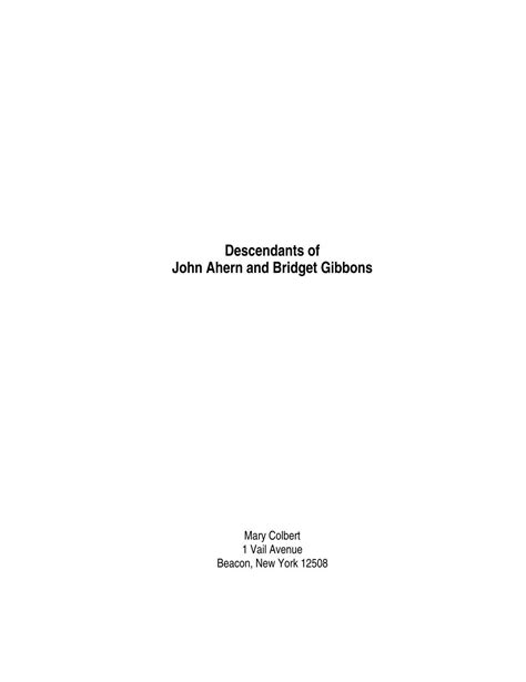 Descendants Of John Ahern And Bridget Gibbons