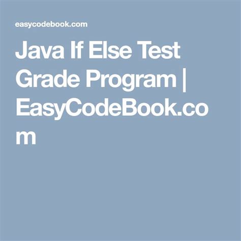 Java If Else Test Grade Program