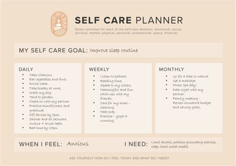 Self Care Planner Centre Self Collective