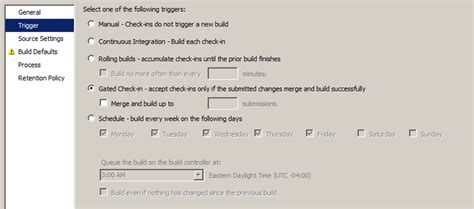 Robert S Blog Tfs Build Options Explained Build Triggers