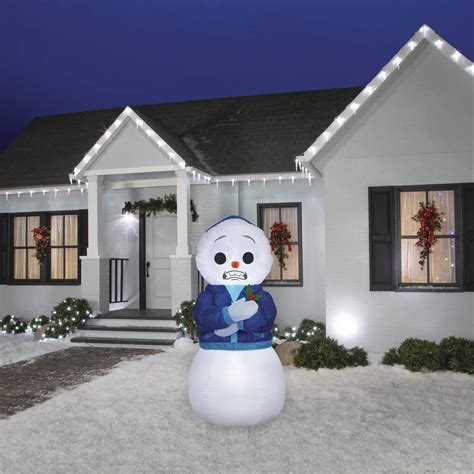 Animated Shivering And Shaking Inflatable Snowman With Googly Eyes