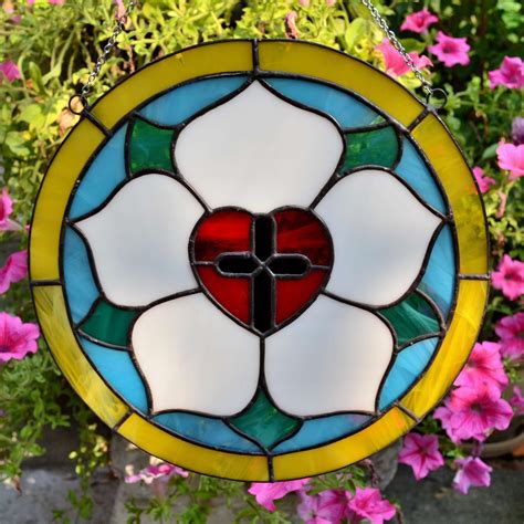 Luther Rose Stained Glass Panel ꞁ Zangerglass