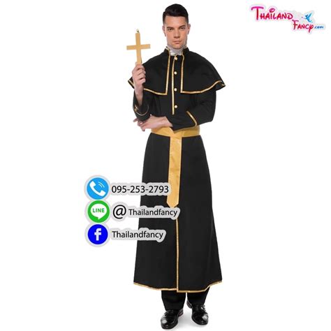 ชุดเช่าแฟนซีผู้ชาย ชุดเช่า ชุดคอสเพลย์นักบวช Priest Cosplay ชุดฮาโลวีน ชุดนักบวชคริสต์ ชุด