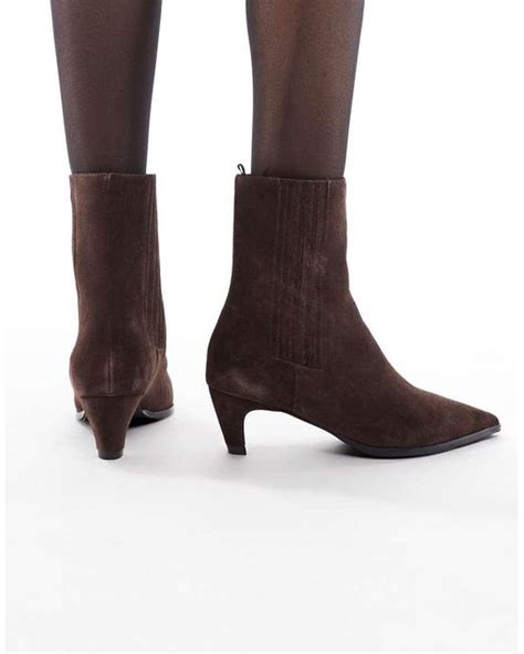 Schuh Betsy Kitten Heel Ankle Boots In Brown Lyst Uk