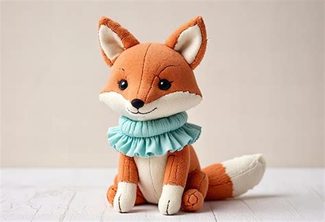 Cute Fox Plush Toy Isolated On White Background Premium Ai Generated