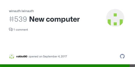 New Computer · Issue 539 · Winauth Winauth · Github