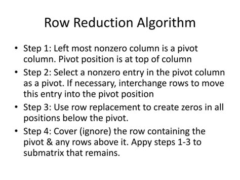 Lecture 01 Section 11 And 12 Row Operations And Row Reduction Ppt