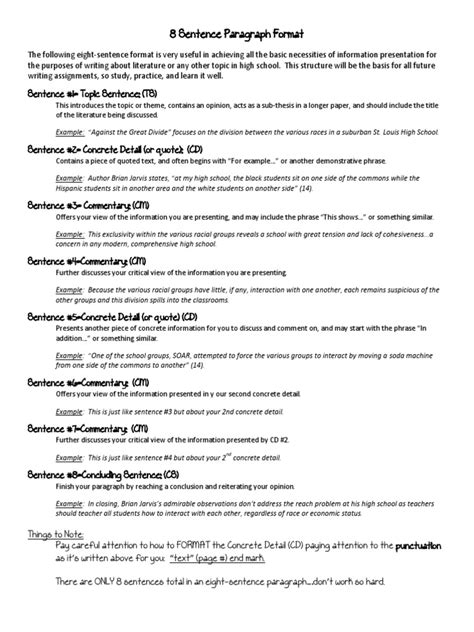 8 Sentence Paragraph Format Behavior Modification Communication