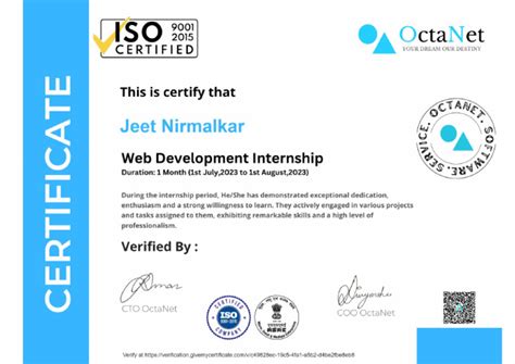 Octanet Certificate Pdf