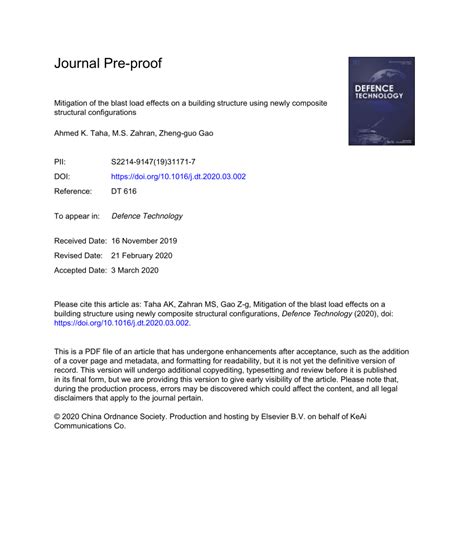 Pdf Mitigation Of The Blast Load Effects On A Building Structure Using Newly Composite