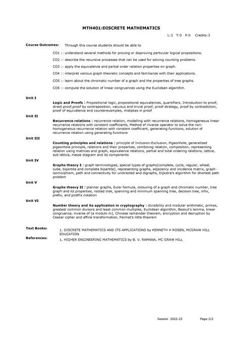 Maths Sem 2 Read And Enjoy Mth401discrete Mathematics Course