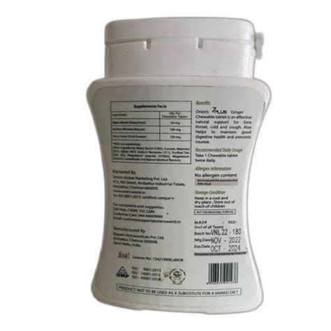 Oriens Z Plus Ginger Chewable Tablets At Rs 350bottle आयुर्वेदिक