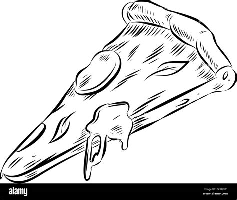 Hand Drawn Sketch Style Pizza Slicevector Illustration Stock Vector