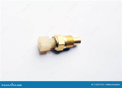 Fluid Temperature Sensor On Isolated Stock Photo Image Of Metal