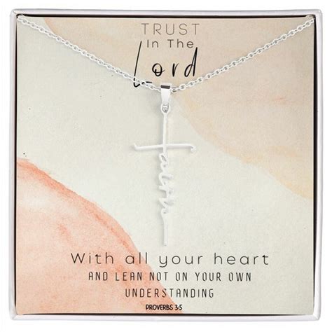 Faith Cross Necklace Trust In The Lord With All Your Heart Etsy