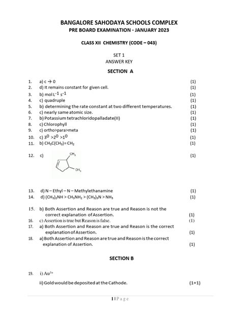 Class Xii Chem Answer Key Set1 Pdf Ester Acid