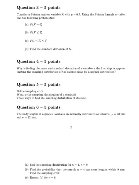 solved question 3 5 points consider a poisson random