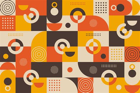 추상적 인 기하학적 배경 원 사각형 점 및 선의 간단한 모양을 가진 모자이크 패턴의 다채로운 평면 디자인 모자이크에 대한 스톡 벡터 아트 및 기타 이미지 Istock