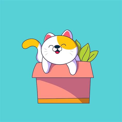 Premium Vector Cute Cat Out Of The Box