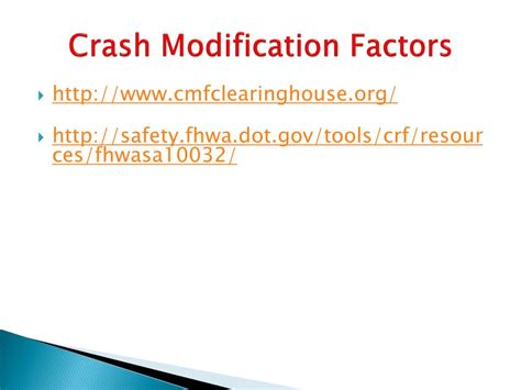 Ppt Crash Modification Factors And Functions Powerpoint Presentation Id 2079000