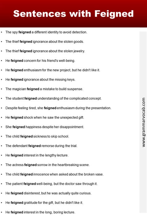 Use Feigned In A Sentence Grammarvocab