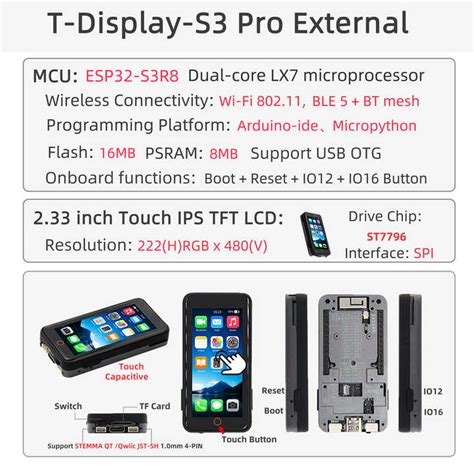 Lilygo T Display S3 Pro External Esp32 S3 Touch Display 233 Inch Lcd Development Board I2c