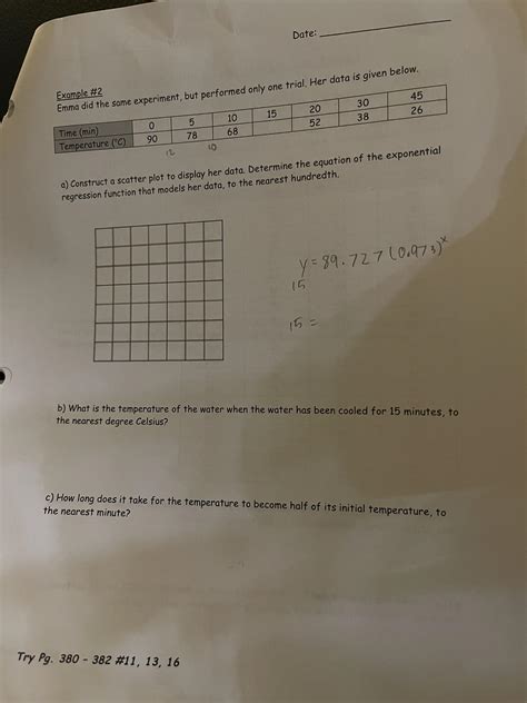 Solved Regression Function That Models Her Data To The Chegg