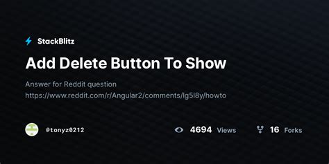 Add Delete Button To Show Stackblitz