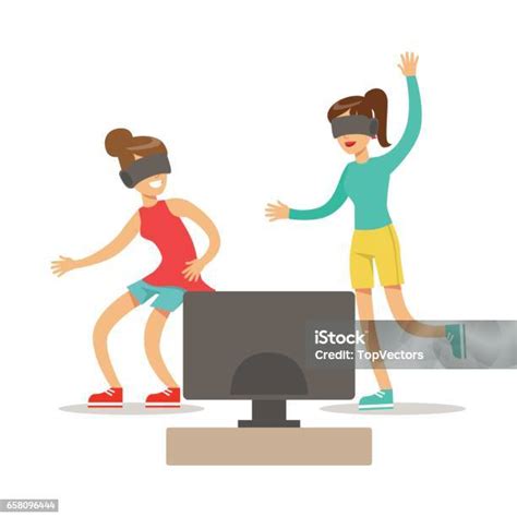 가상 현실 안경에 여자 친구 비디오 게임을 즐기는 행복 한 게이머의 일부 컴퓨터 게임으로 재미 있는 실내 사람들 Brand
