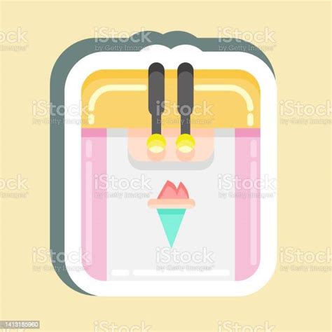 스티커 아이스크림 기계 주방 가전 기호에 적합합니다 편집 가능한 간단한 디자인 디자인 템플릿 벡터 간단한 그림 0명에 대한 스톡