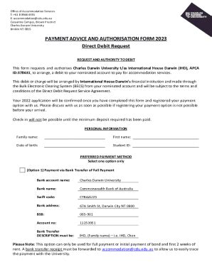 Fillable Online PAYMENT ADVICE AND AUTHORISATION FORM Fax Email Print PdfFiller