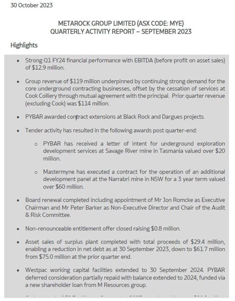 Jon Romcke On Linkedin A Strong Quarter Reported For Metarock With The Majority Of The Legacy…