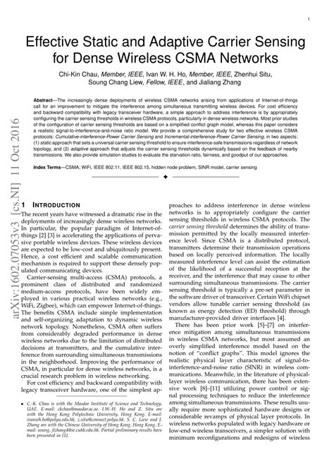 PDF Effective Static And Adaptive Carrier Sensing Mechanisms For