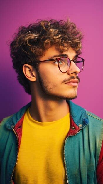 Premium Ai Image Western Man With Short Curly Hair Wearing Glasses
