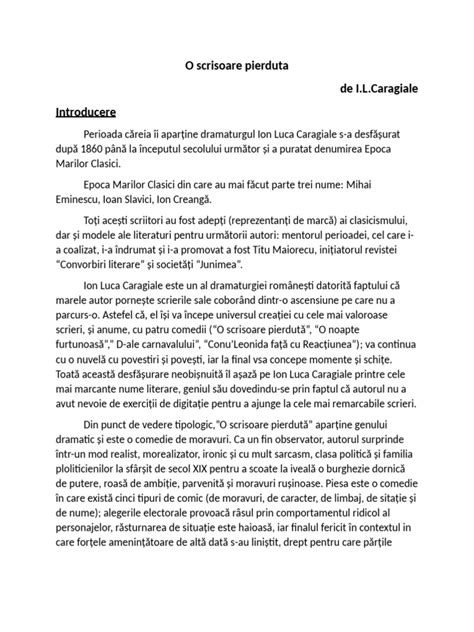 O Scrisoare Pierduta 1 Pdf