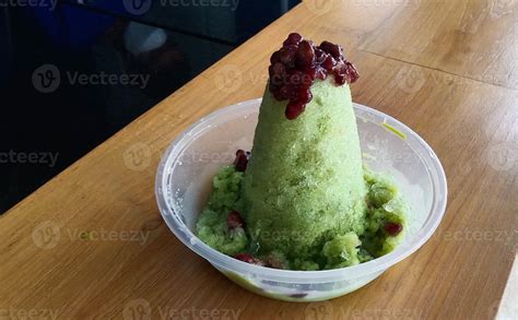 Kakigori Is Japanese Shaved Ice Dessert With Red Beans And Sweet