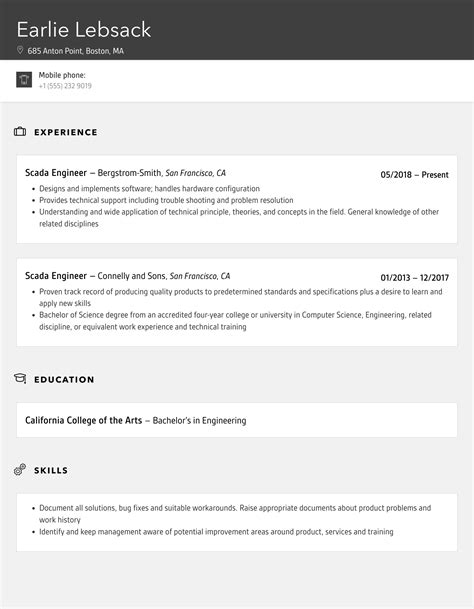 Scada Engineer Resume Samples Velvet Jobs