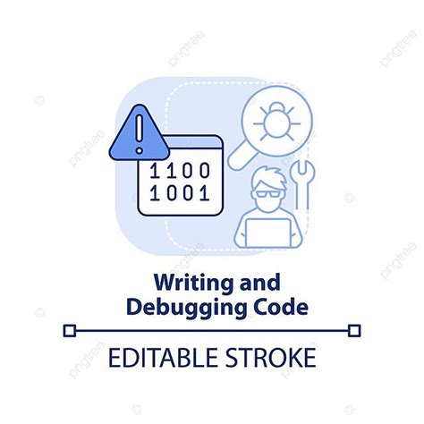 Icon Depicting The Concept Of Writing And Debugging Code In Light Blue Color Vector General