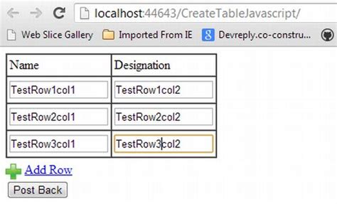 How To Add Row To A Table With Html Textbox Using Javascript And