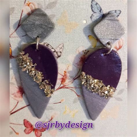 Purple And Silver Statement Dangle Earrings Silver Statement Earrings