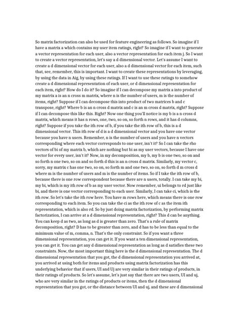 387 Matrix Factorization For Feature Engineeringmp4 Pdf Matrix