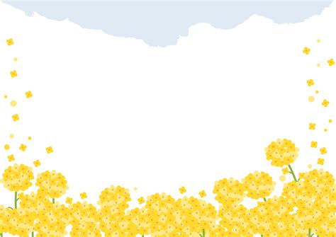 青空と菜の花のフレーム春を感じるかわいいイラストお知らせや案内など掲示物の背景に使うイラストボックスプレミアムテンプレート
