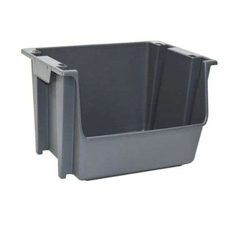Mighty Tuff Large Nesting Stack Storage Bin All Plastic Gray