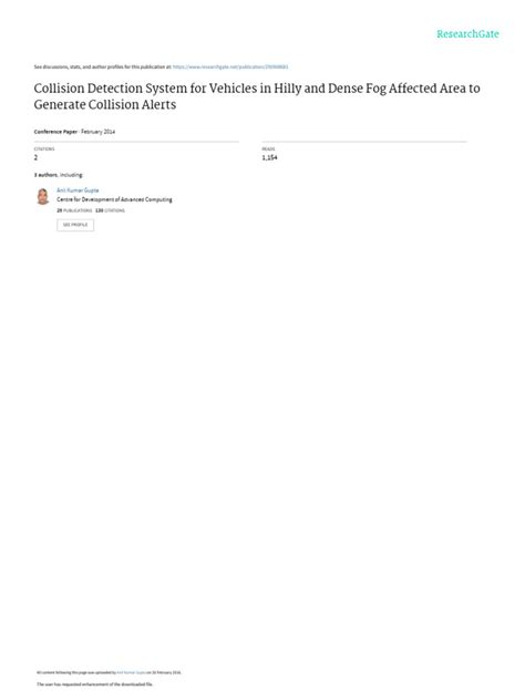 Collisiondetectionsystemforvehiclesinhillyanddensefog Pdf Traffic Collision